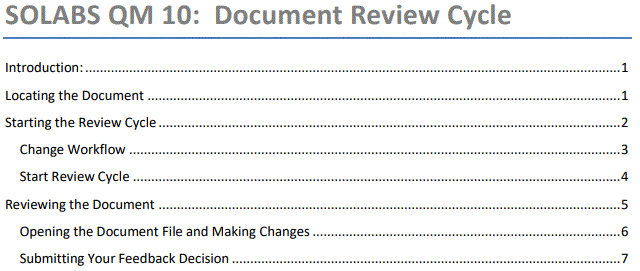 SOLABS QM10 Document Review Cycle – SOLABS